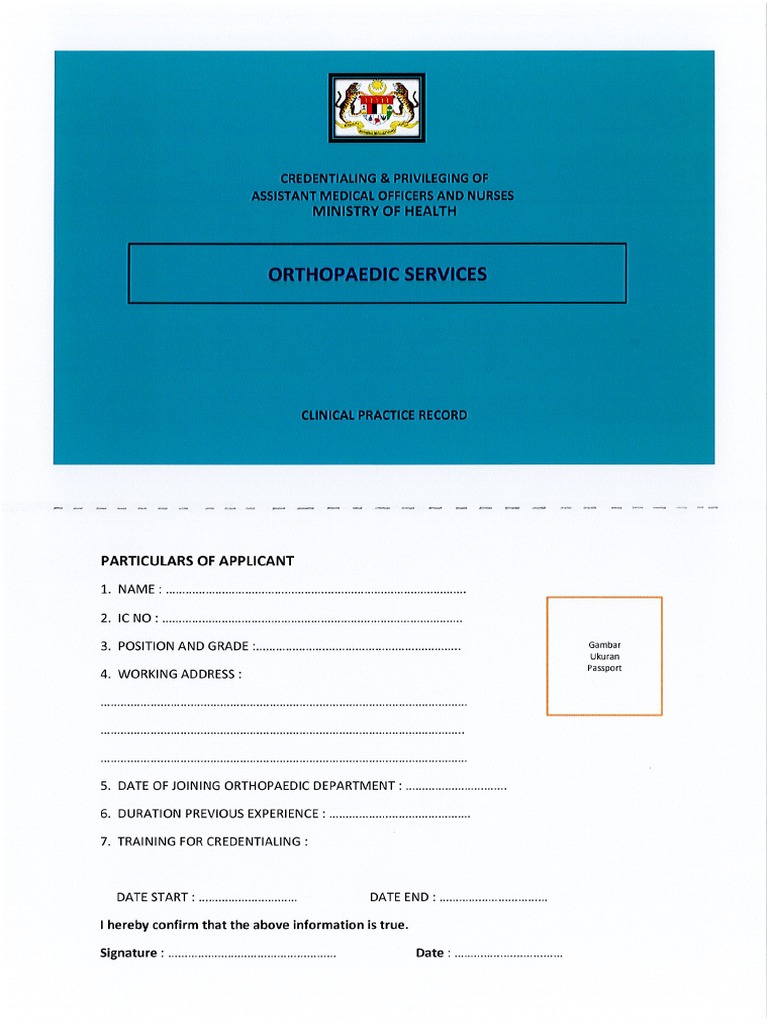 Buku Log Clinical Practice Record ORTHOPAEDIC SERVICES | PDF