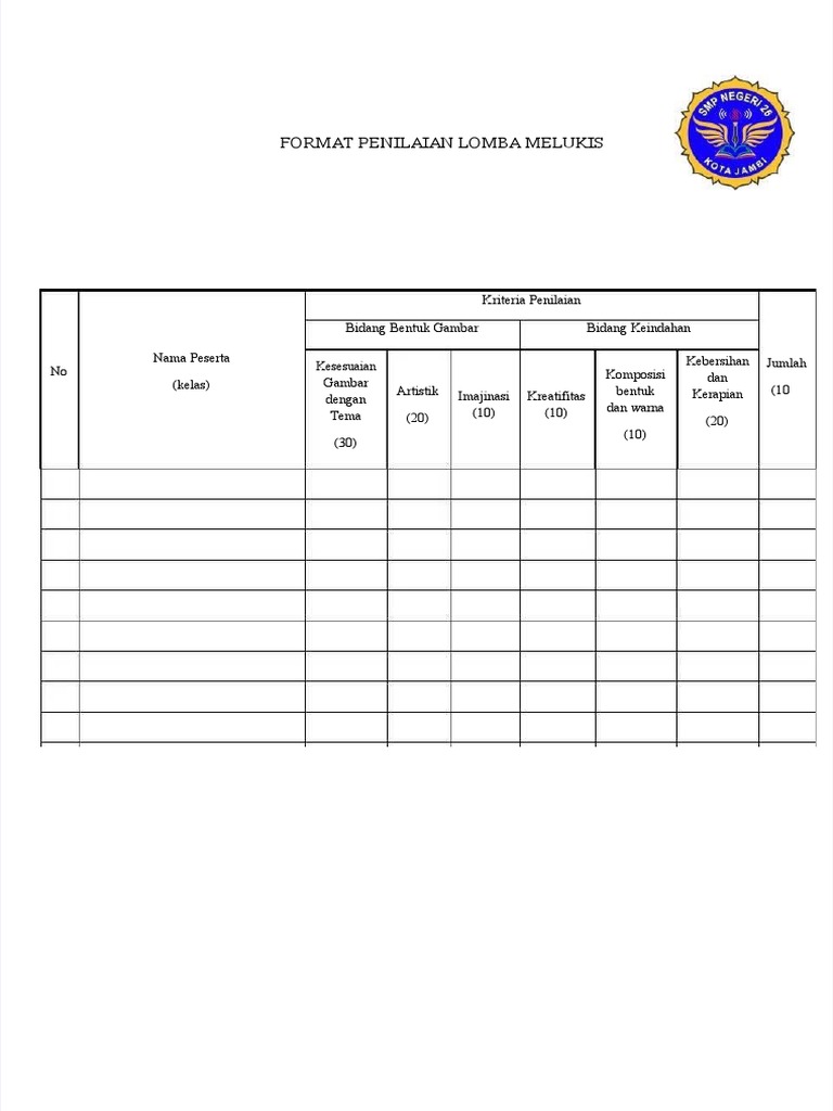 Format Penilaian Lomba Melukis | PDF