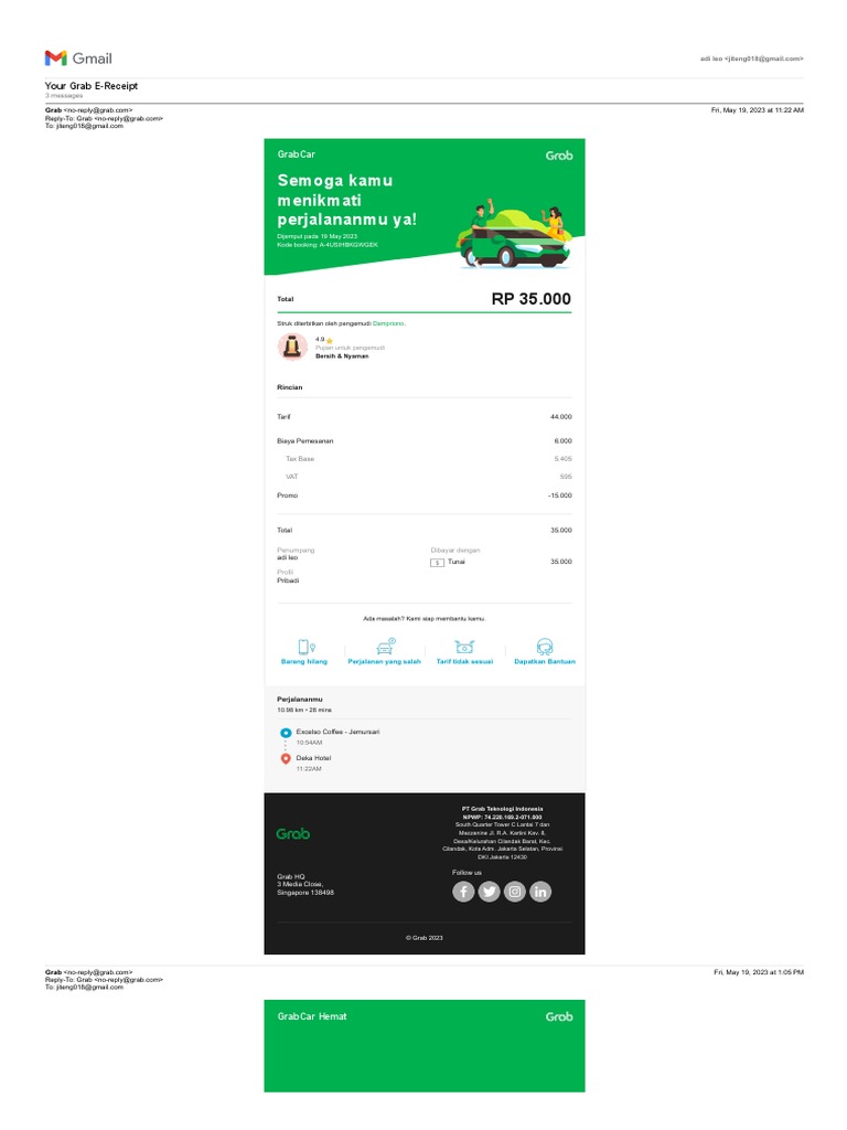 Gmail - Your Grab E-Receipt | PDF