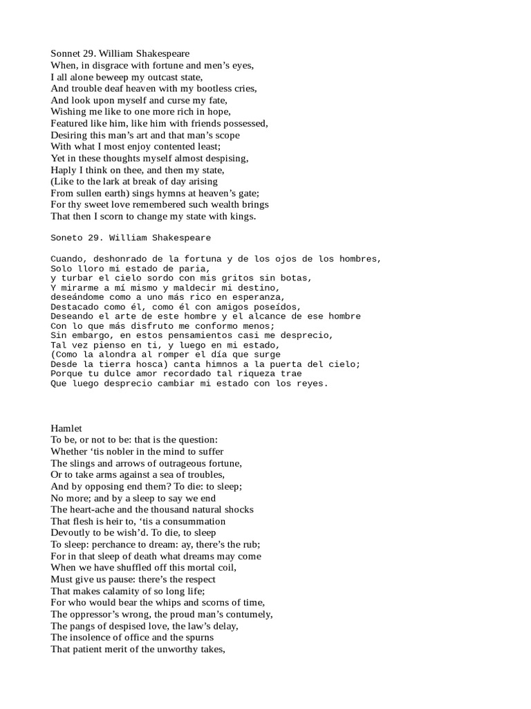 Sonetos Traducidos Shakespeare | PDF