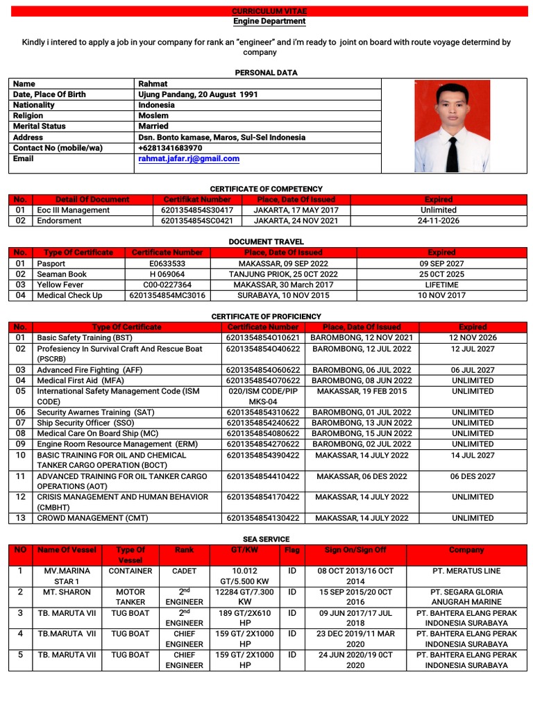 CV.RAHMAT EOC 3 MANAGEMENT | PDF | Shipping | Water Transport