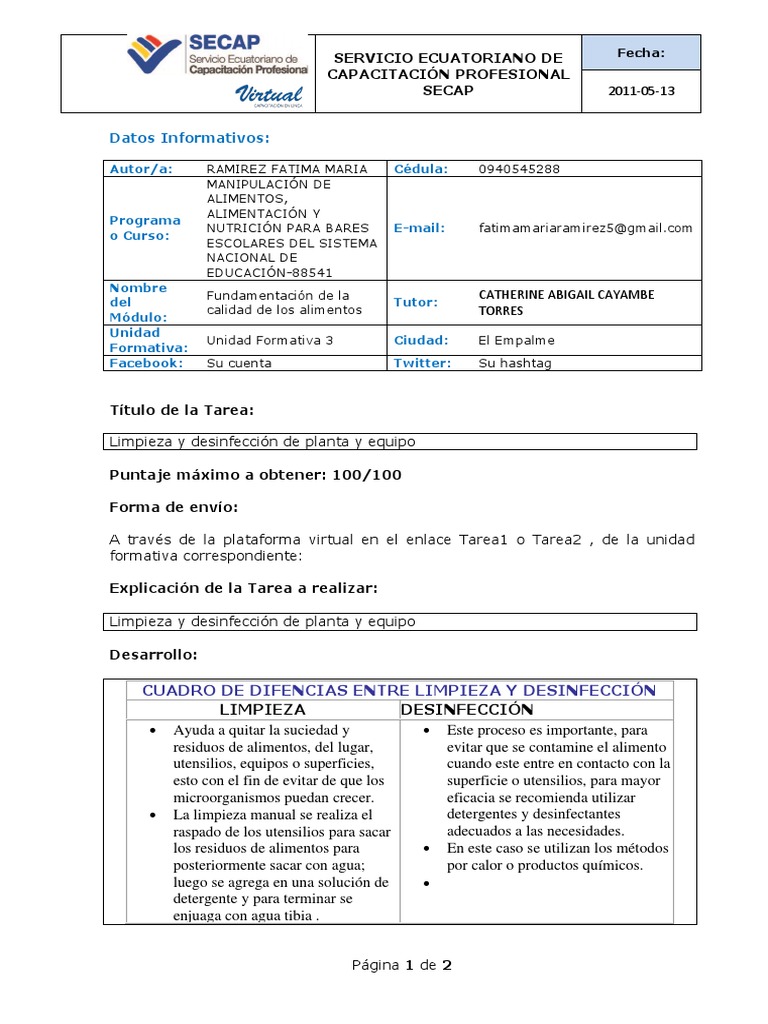 Tarea Unidad 3 Secap | PDF | Agua