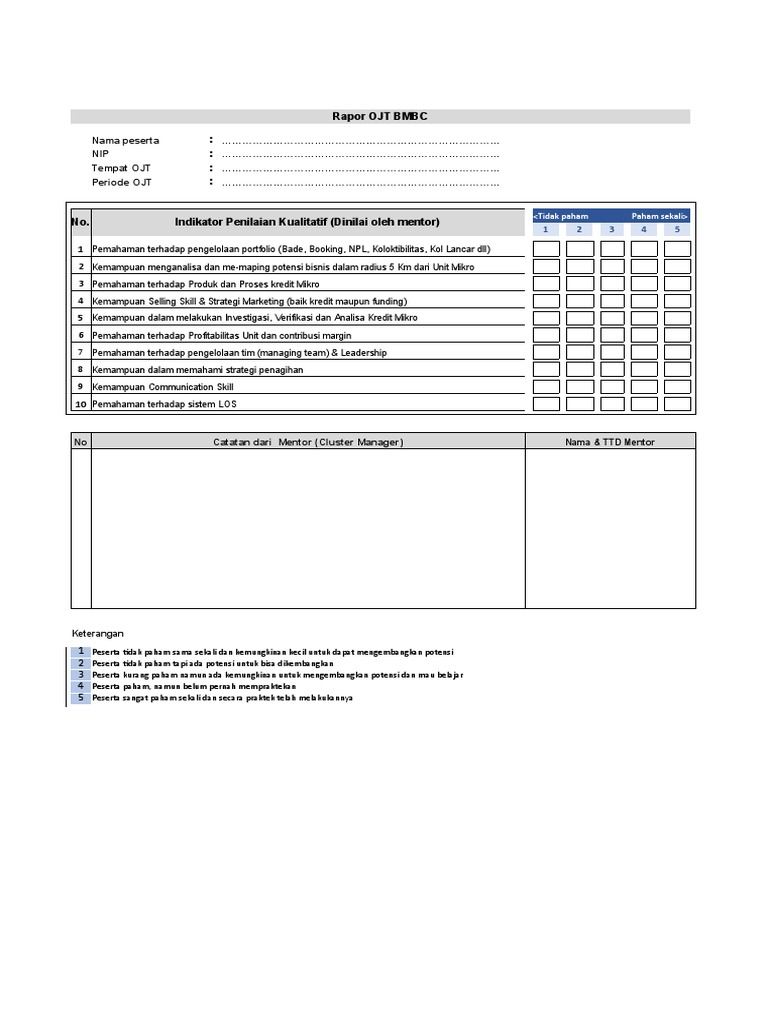 Penilaian Ojt Mikro | PDF