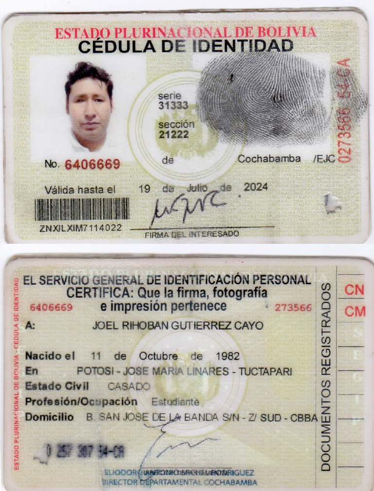 Carnet de Bolivia Joel | PDF