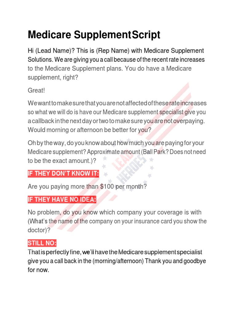 Medicare Supplement Script | PDF