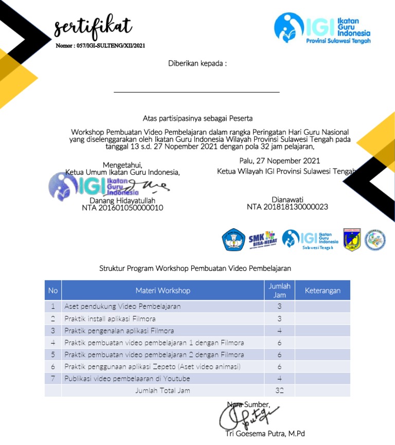 Sertifikat workshop-FIX | PDF