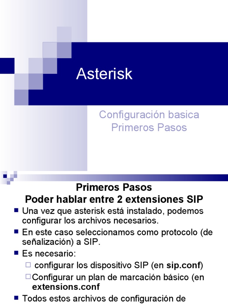 03.1.asterisk-Configuracion Basica | PDF | protocolo de Iniciacion de Sesion | Tecnologías de la ...