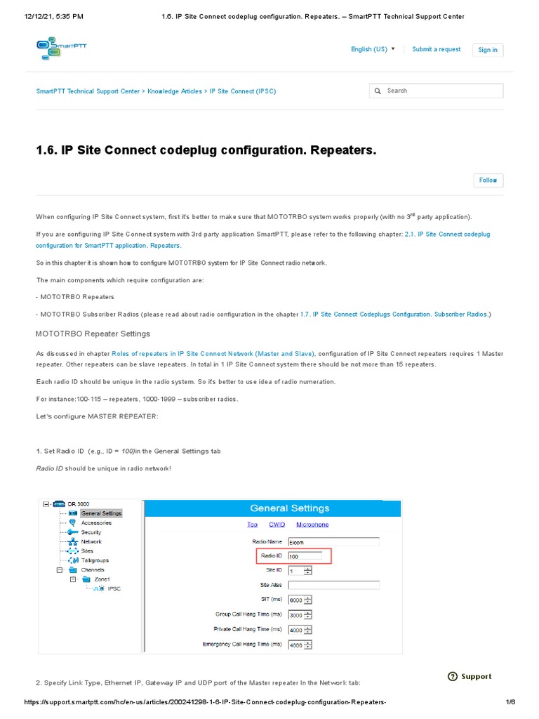 IP Site Connect Codeplug Configuration. Repeaters. - SmartPTT Technical ...