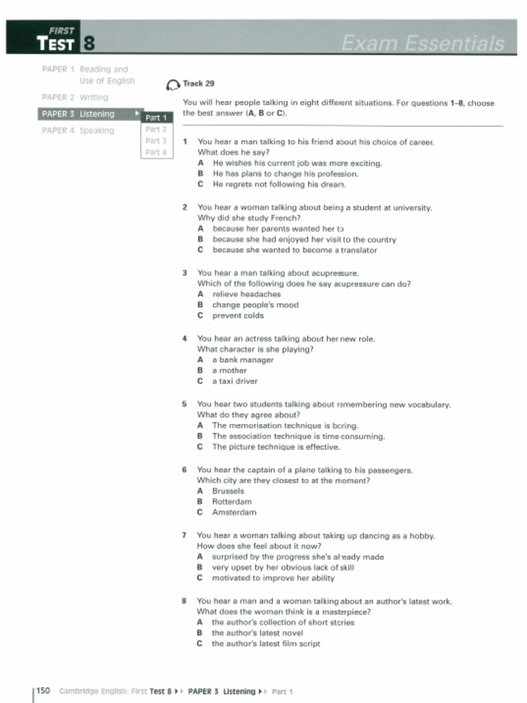 Exam - Essentials FCE Test 8 | PDF