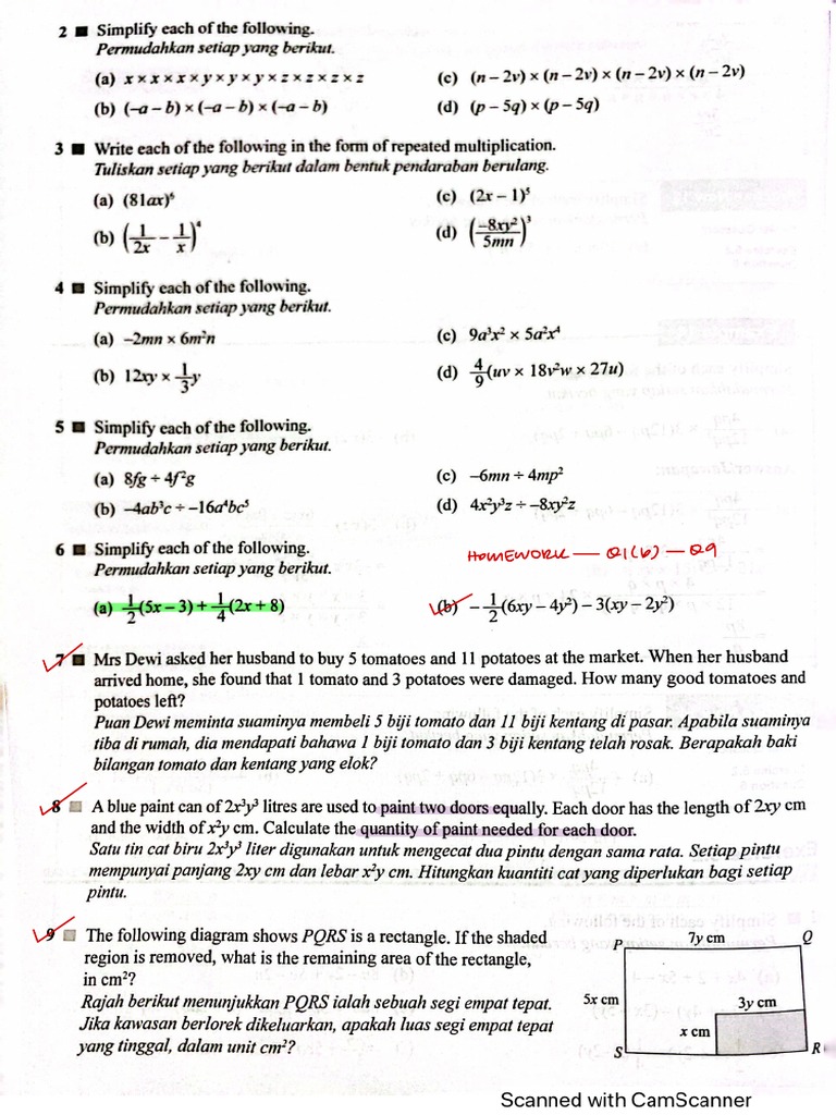 Chapter 5 Algebraic Expressions | PDF