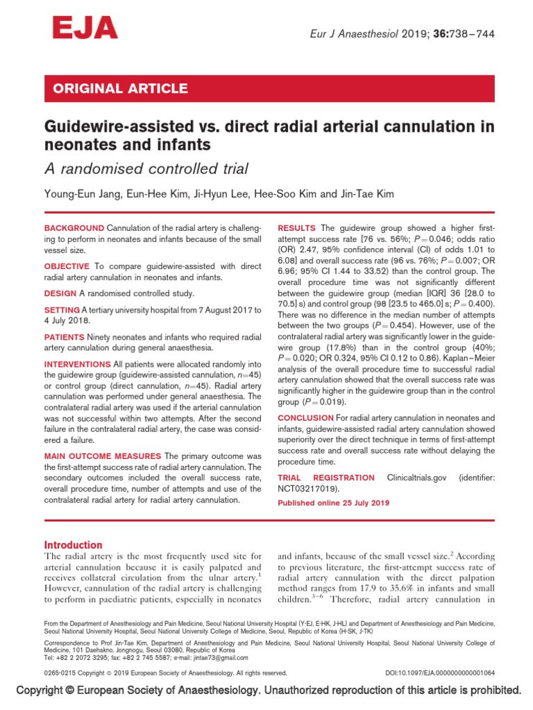 Guidewire Assisted Vs Direct Radial Arterial.4 | PDF | Confidence ...