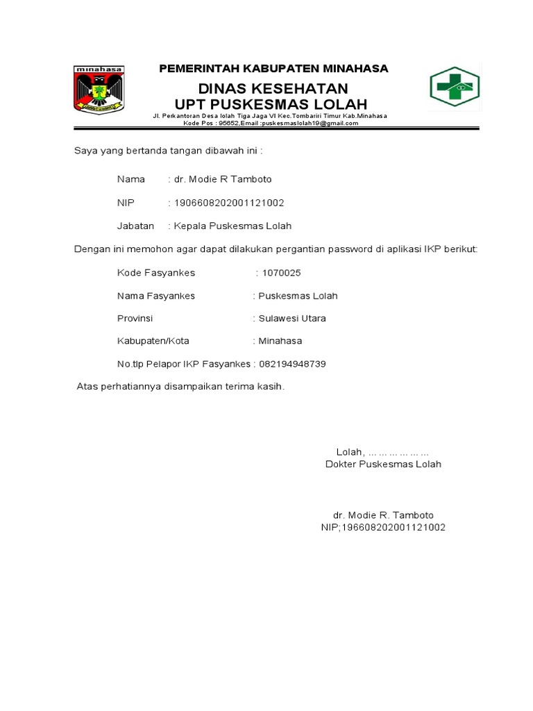 Surat Permohonan Riset Password IKP | PDF