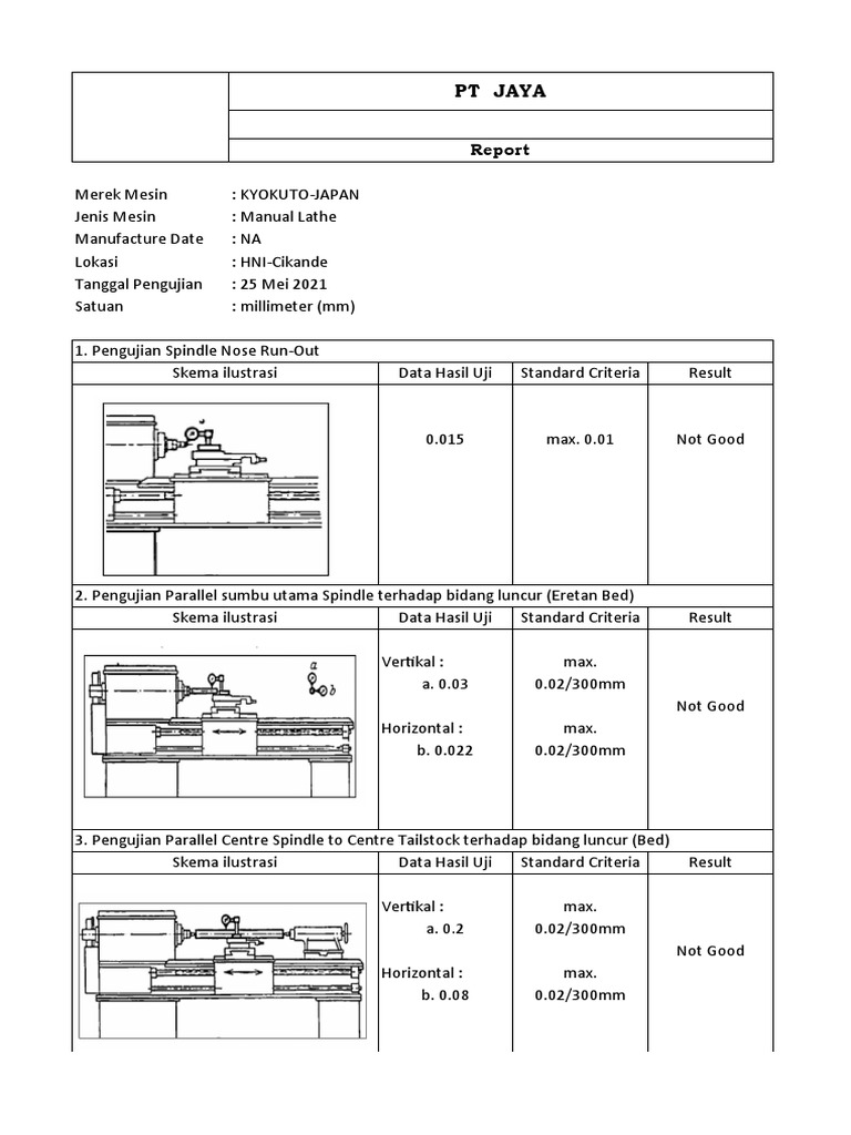 Report Pengujian Mesin Bubut SC | PDF