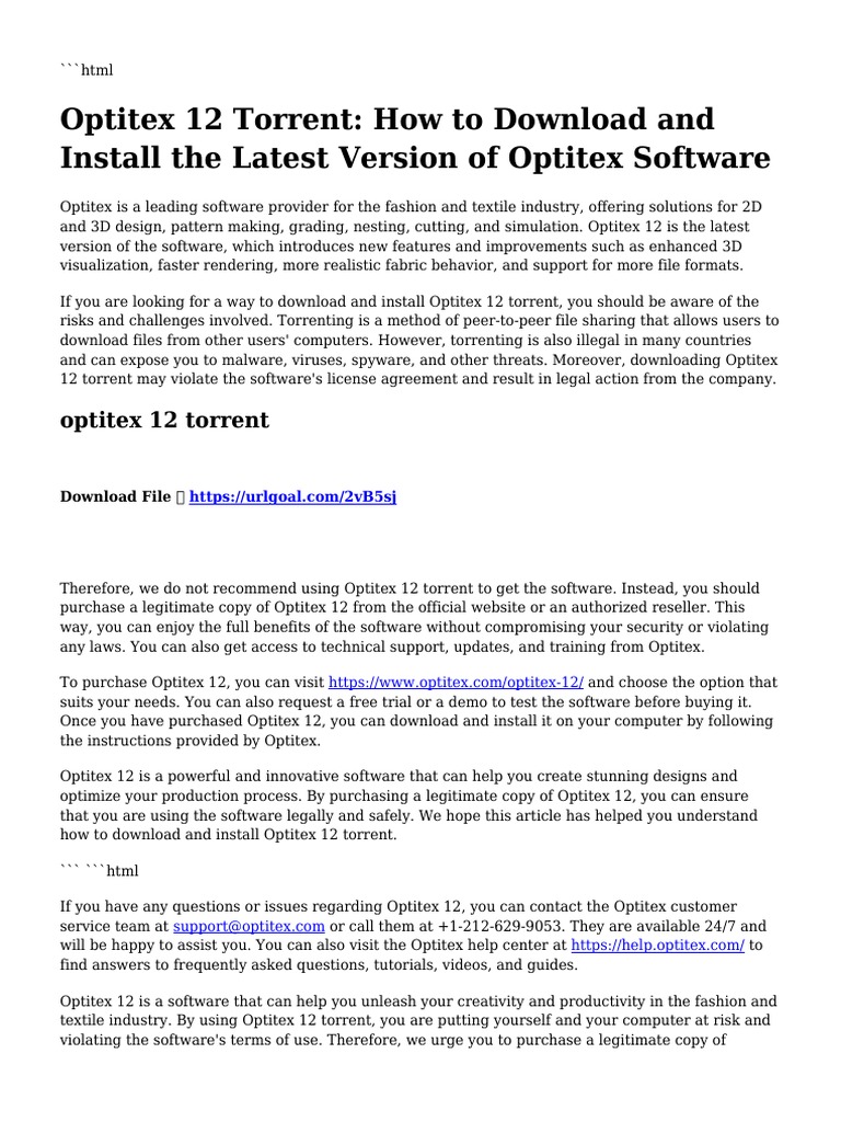 Optitex 12 Torrent: How To Download and Install The Latest Version of ...