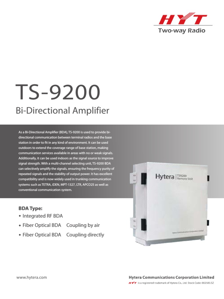 TS-9200BDA Bi-Directional Amplifier - 210x285mm - EN | PDF | Amplifier ...