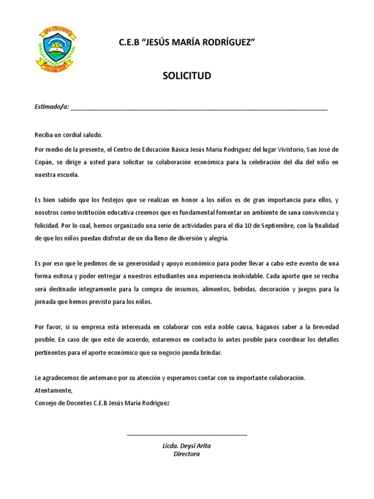 Solicitud Día Del Niño | PDF