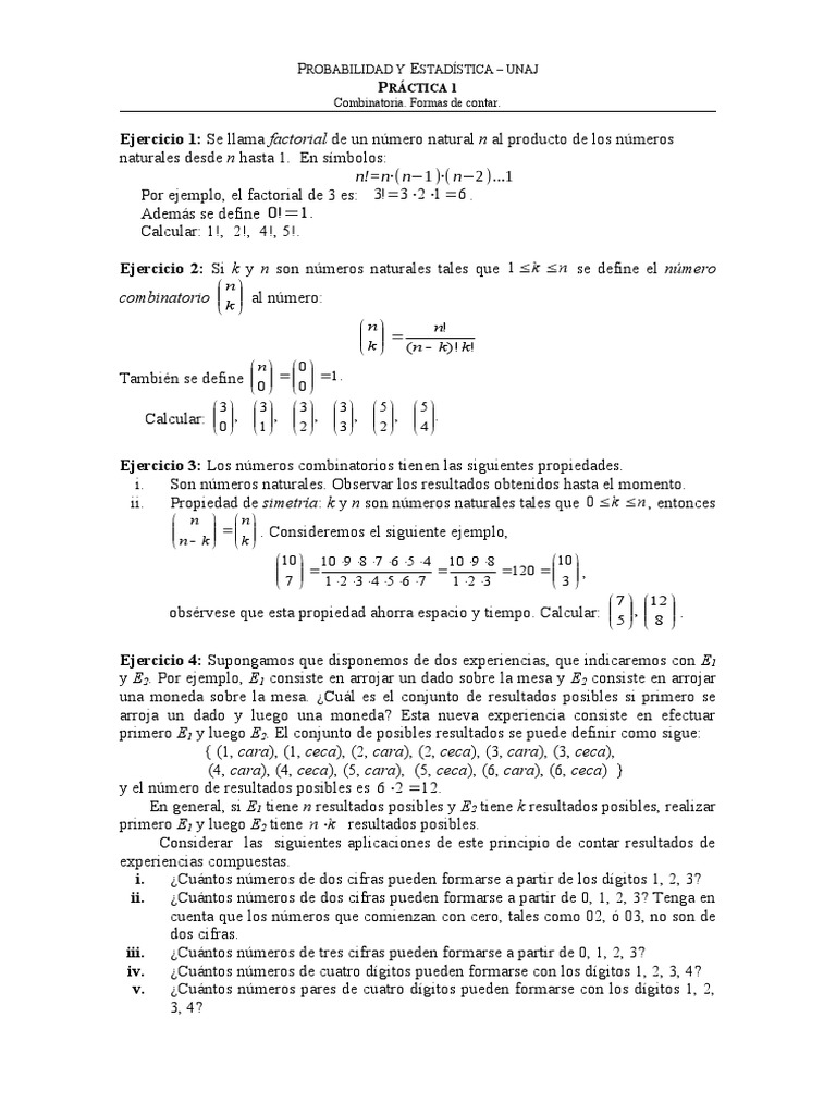 Probabilidad y Estadística Práctica 1 2020 | PDF | Combinatoria ...