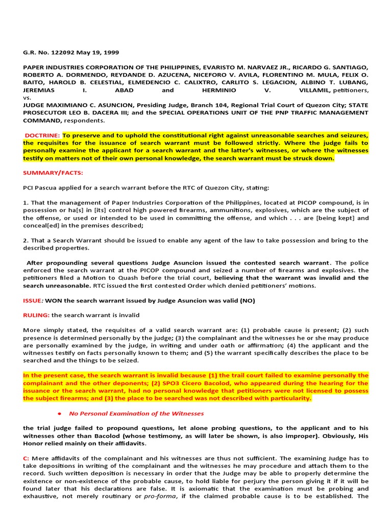 Paper Industries Corp. v. Asuncion, 307 SCRA 687 (1984) | PDF
