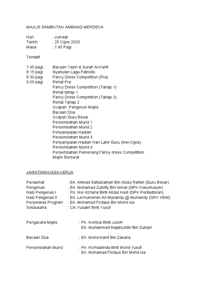 MAJLIS SAMBUTAN AMBANG MERDEKA | PDF