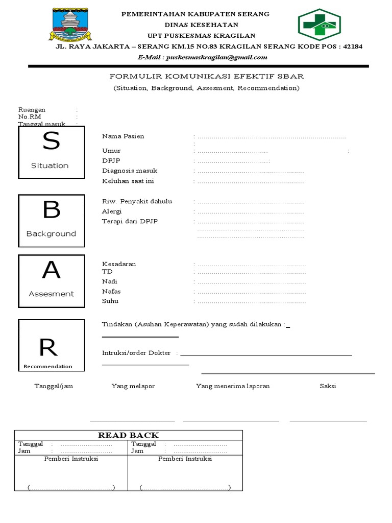 Formulir Komunikasi SBAR | PDF
