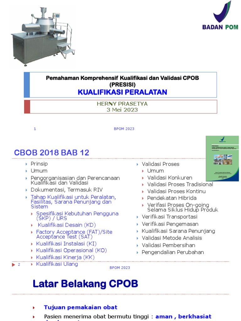 Panduan Kualifikasi & Validasi CPOB | PDF