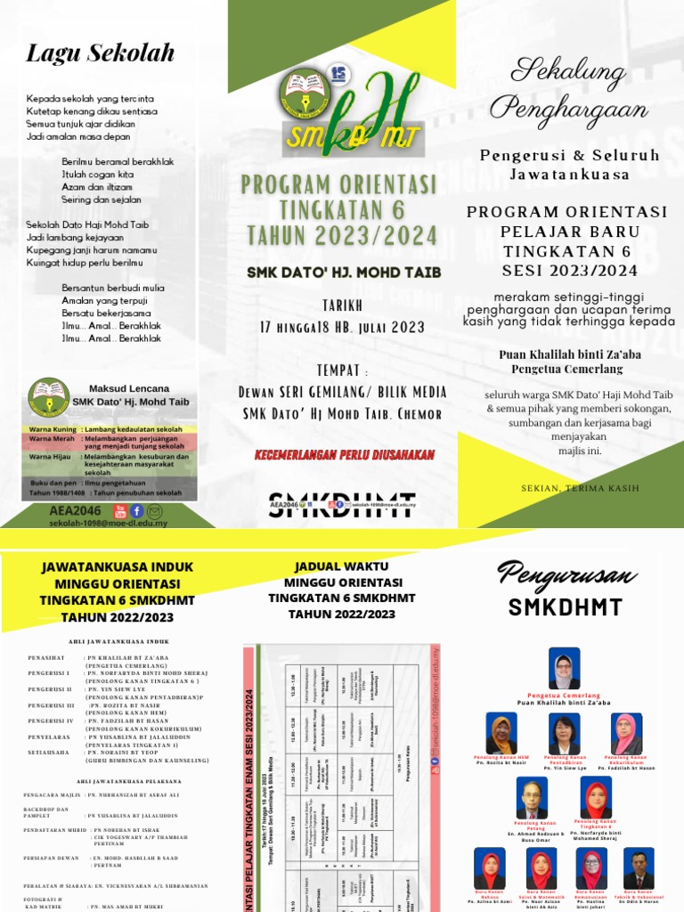 [Original size] PAMPLET PROGRAM ORIENTASI TINGKATAN 1 (Brochure) | PDF
