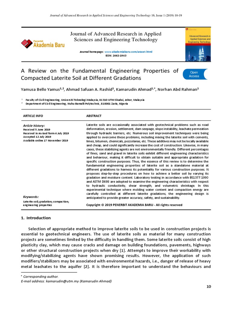 A Review on the Fundamental Engineering Properties of Compacted ...