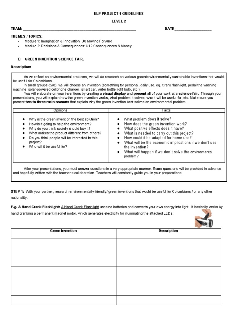L2 Student Project Guidelines Step By Step Pdf Flashlight