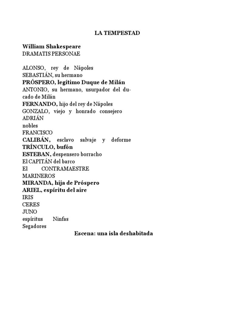 La Tempestad Versión A | PDF