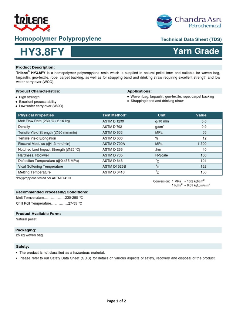 TDS PP Trilene HY3.8FY | PDF