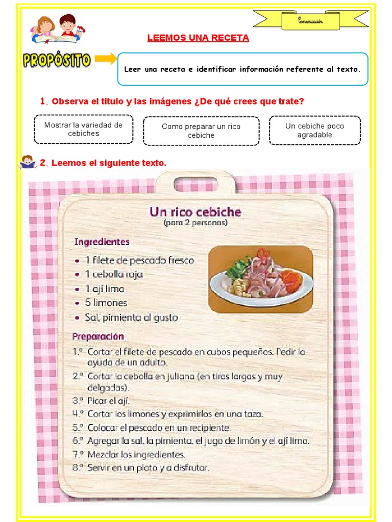 E5 S2 Ficha D1 Com Leemos Una Receta | PDF