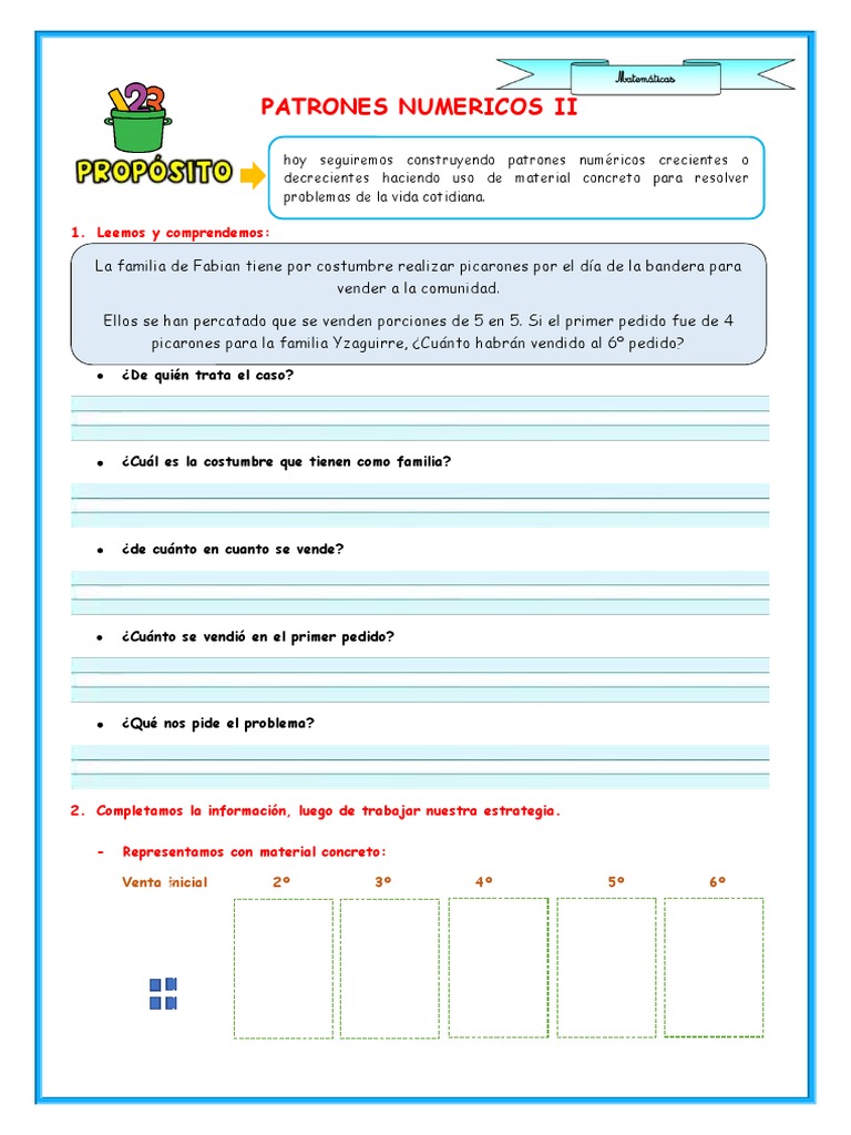 E5 Ficha D2 Mat Patrones Numericos Ii | PDF