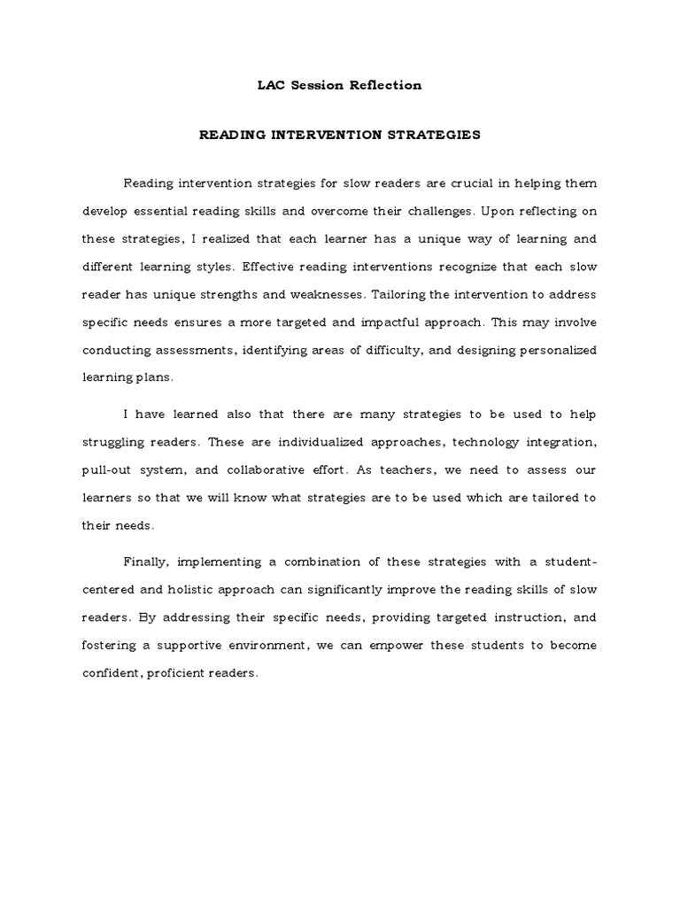 Reflection On LAC | PDF | Educational Assessment | Learning