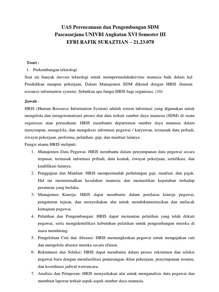 Perencanaan Dan Pengembangan SDM | PDF