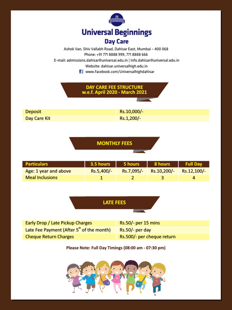 Universal Day Care Fee Structure | PDF | Travel
