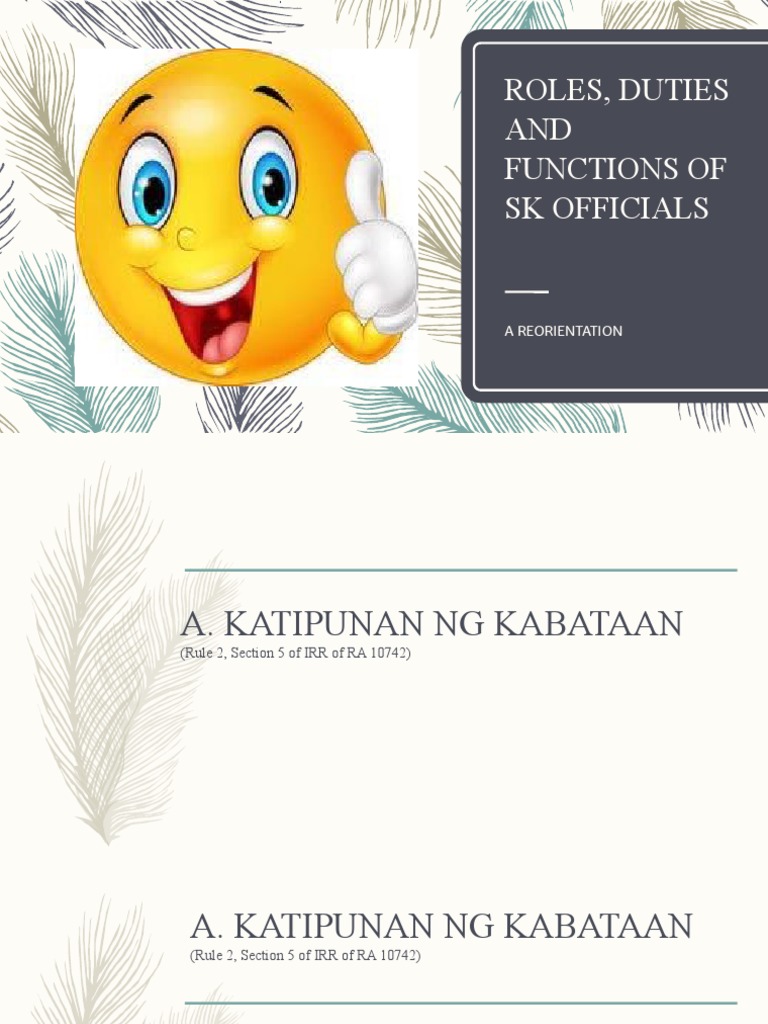 Roles, Duties and Functions of SK Officials | PDF | Government | Justice