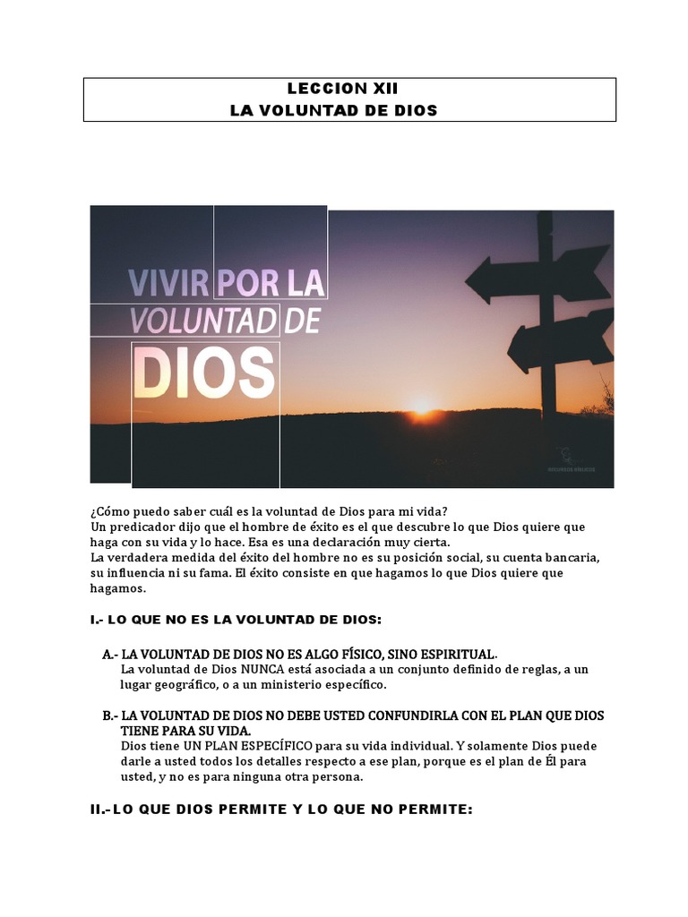 Leccion 12 La Voluntad de Dios | PDF | Cristo (título) | Libre albedrío