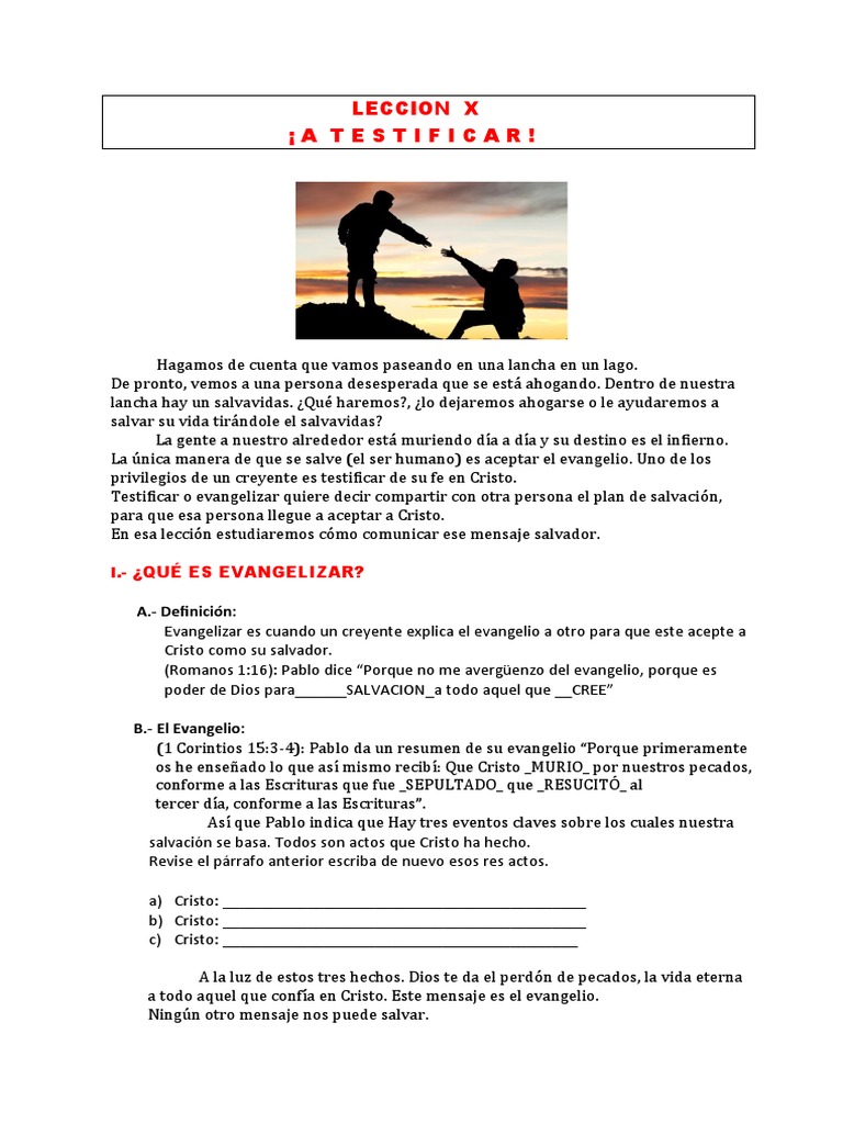 Leccion 10 A Testificar | PDF | Cristo (título) | Evangelios