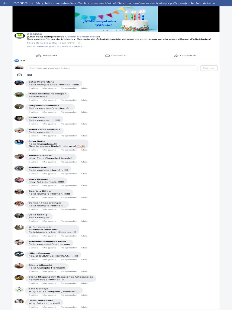 COSEGU - ¡Muy Feliz Cumpleaños Carlos Hernan Kette! Sus Compañeros de Trabajo y Consejo de ...
