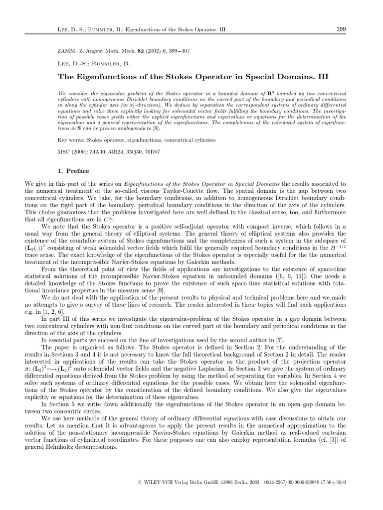 Z Angew Math Mech - 2002 - Lee - The Eigenfunctions of The Stokes Operator in Special Domains ...
