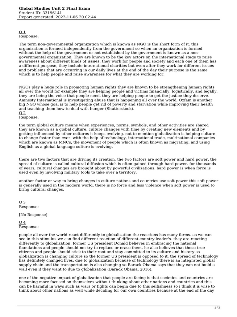 MUF0132 Sem 2 2022 A Final Exam UCB Global Studies Unit 2 Final Exam ...