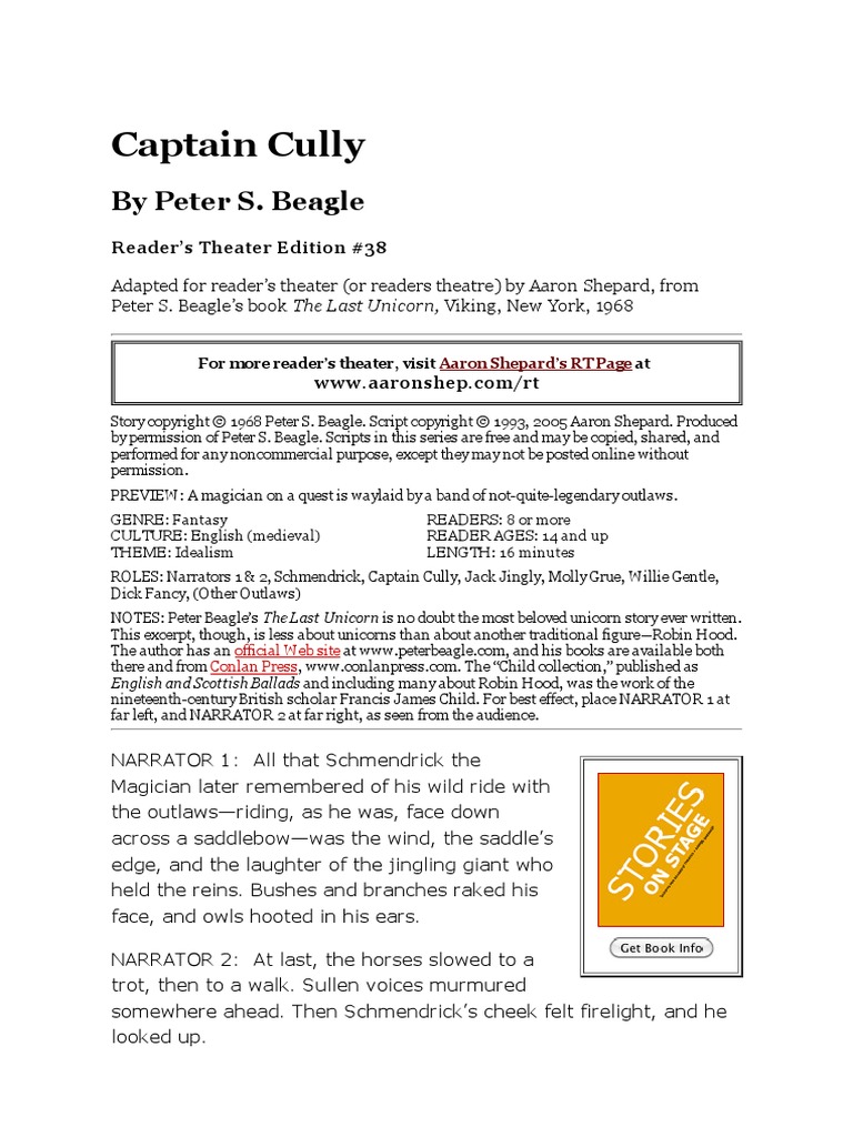 RTE #38 - Captain Cully (The Last Unicorn, Peter Beagle) | PDF