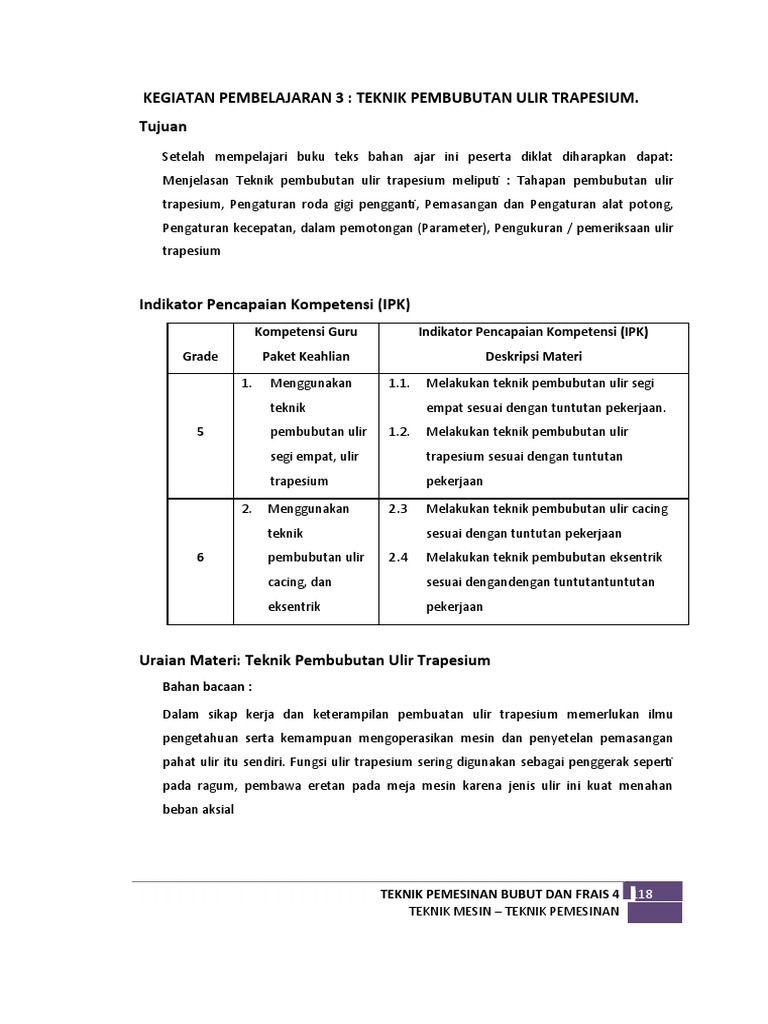 Teknik Pembubutan Ulir Trapesium | PDF