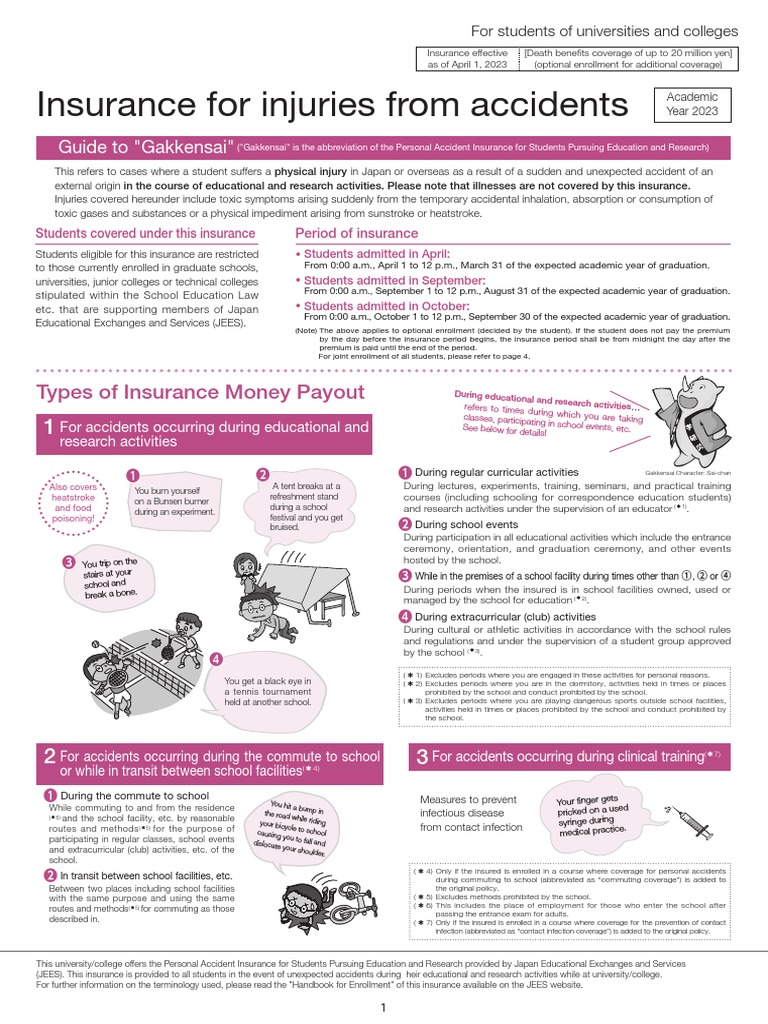 Insurance Guide (Gakkensai - PAS) 2023 | PDF