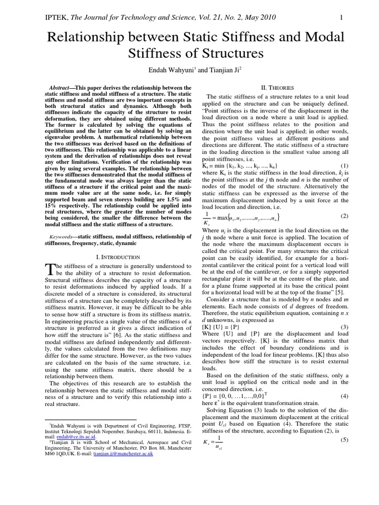 Relationship Between Static Stiffness An | PDF | Science & Mathematics