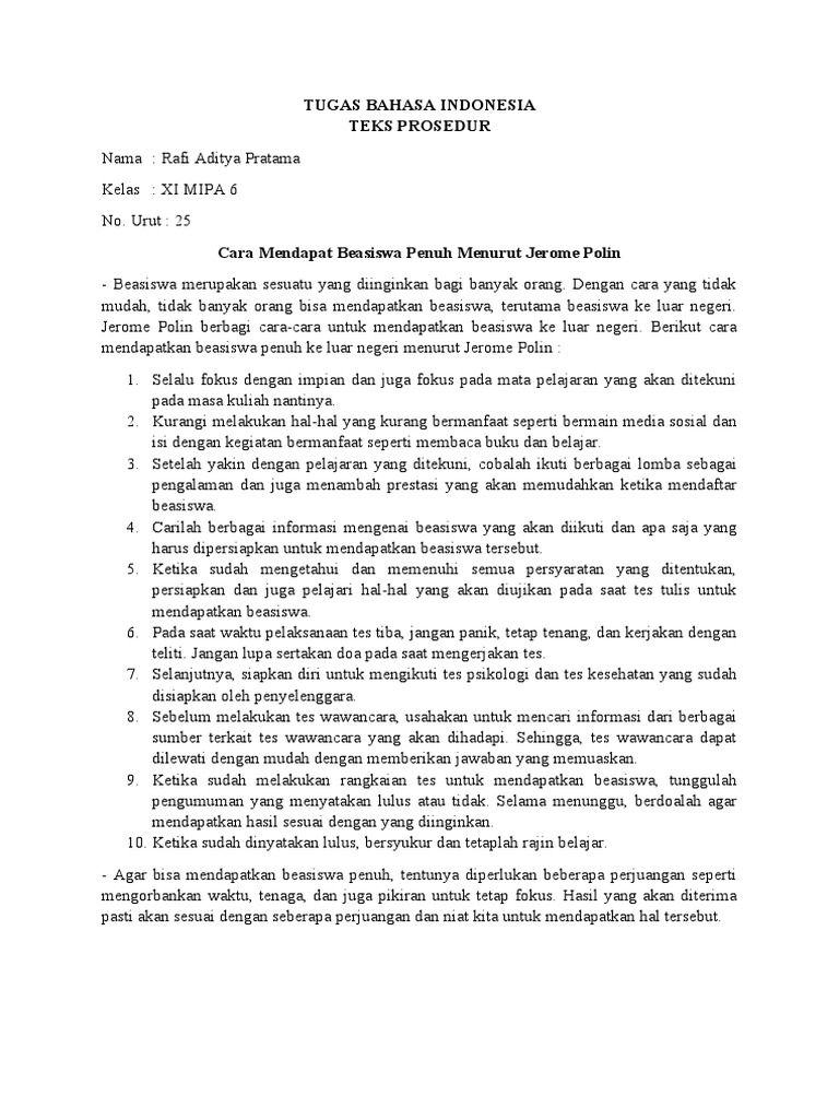 25_Rafi Aditya Pratama Teks Prosedur Jerome Polin Asli | PDF