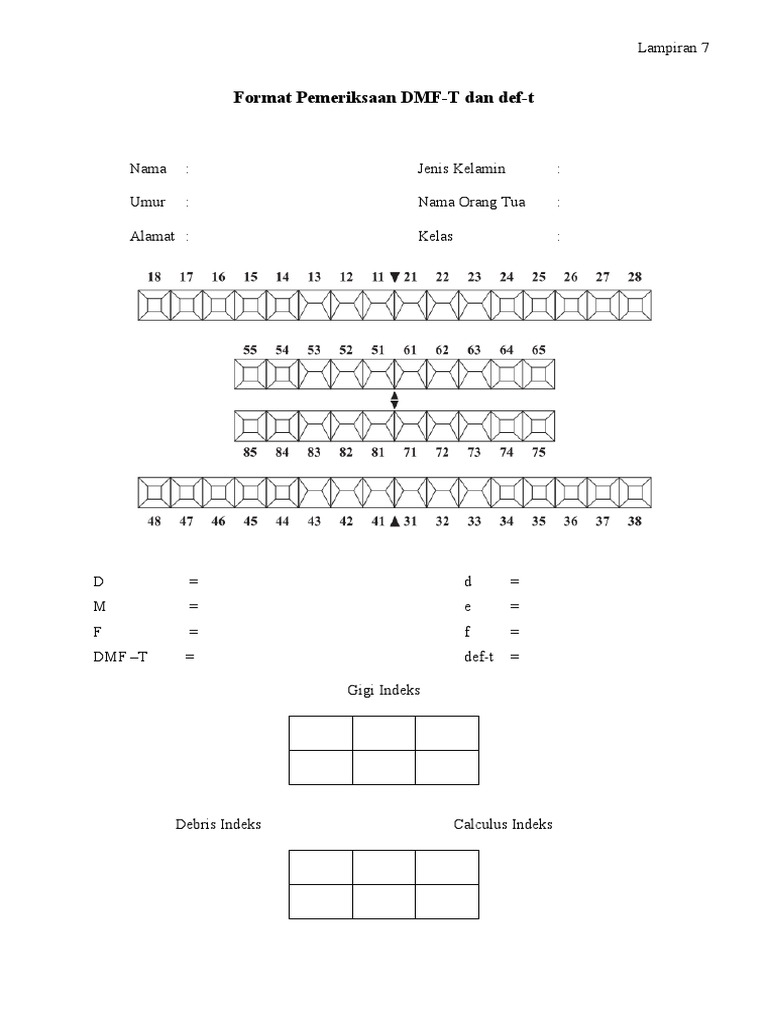 Format Pemeriksaan DMF | PDF