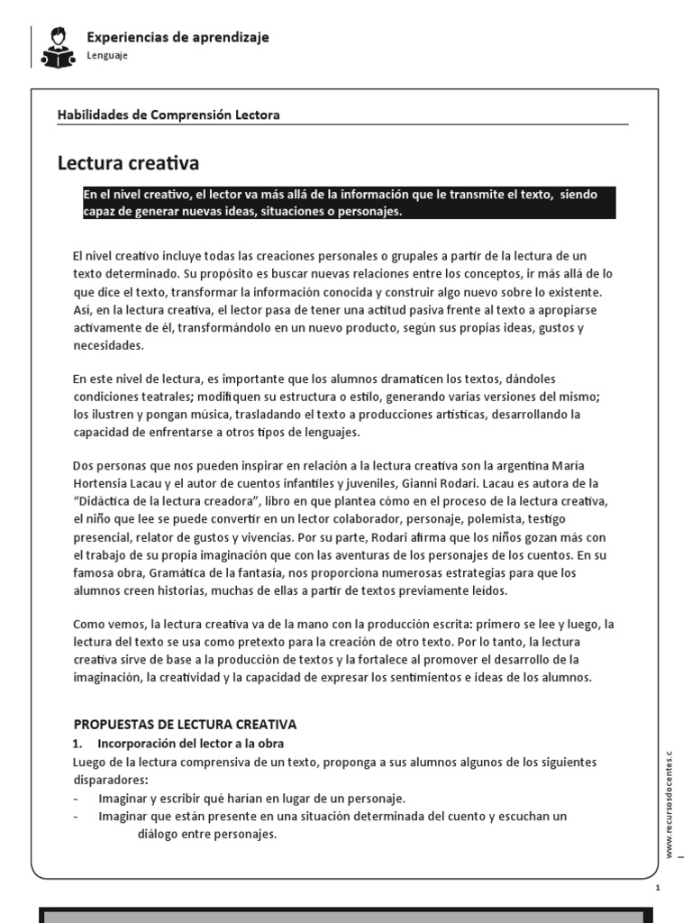 Escritura Creativa 3° | PDF | Autor | Comprensión lectora