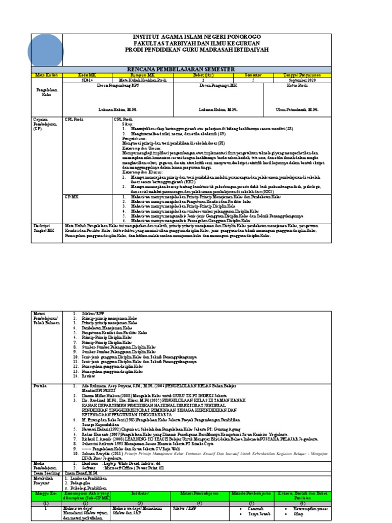 RPS Pengelolaan Kelas | PDF