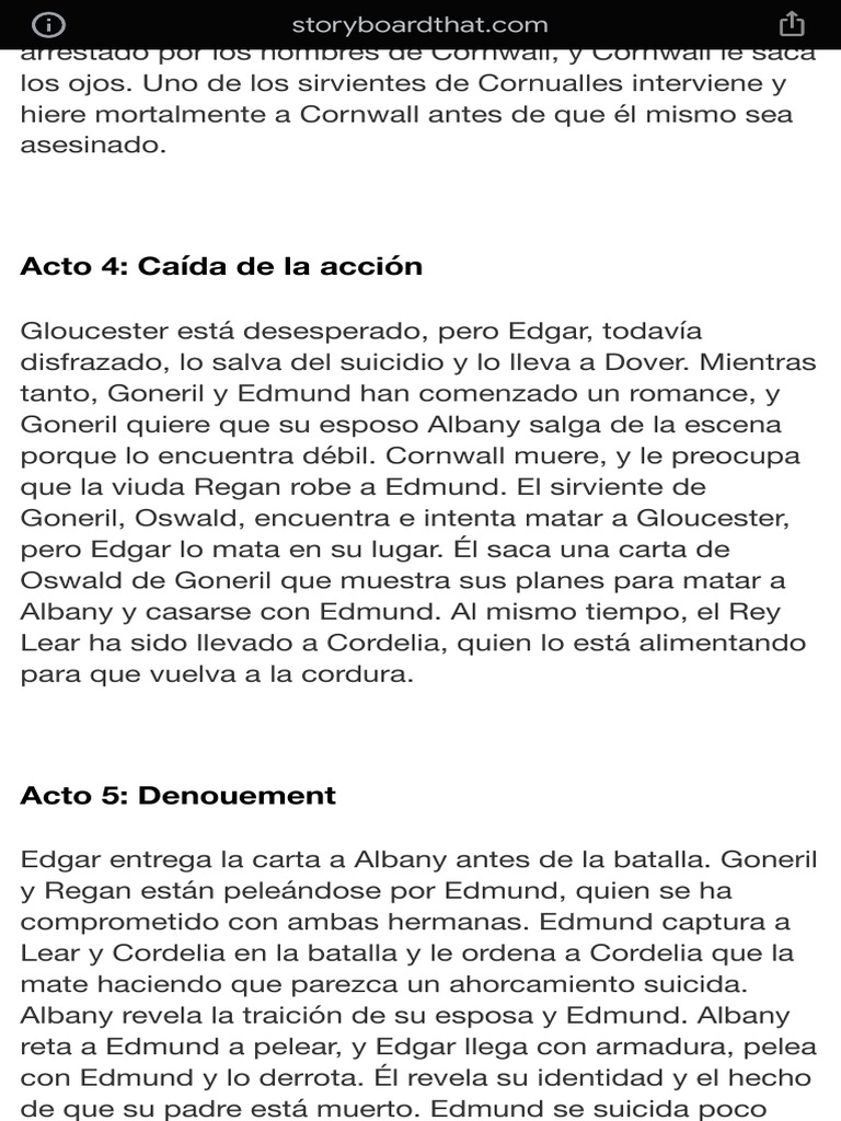 Actividad Resumida de King Lear Estructura de Ci | PDF